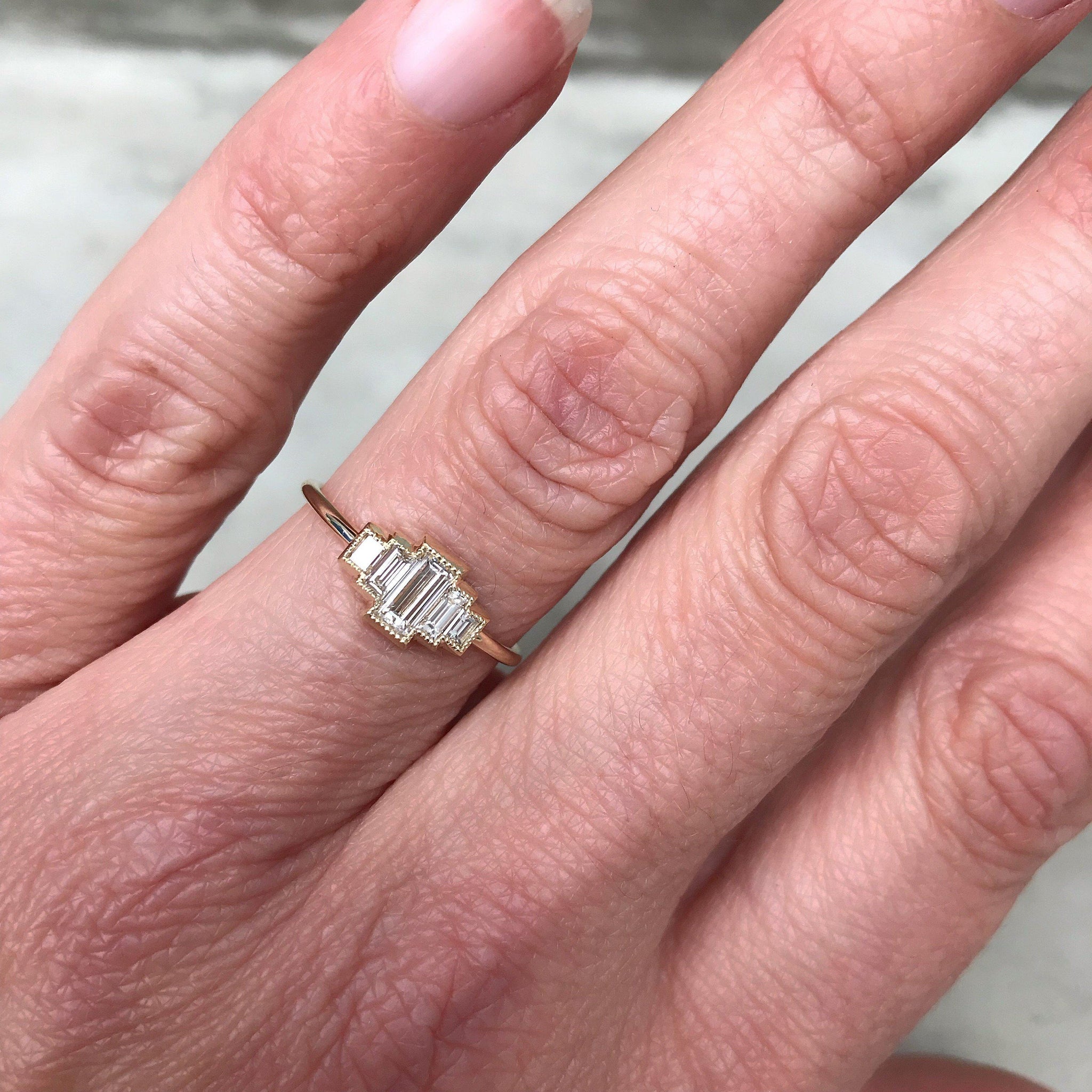 Empire Ring I Bezel Set Diamond Ring, 14k or 18k I NIXIN