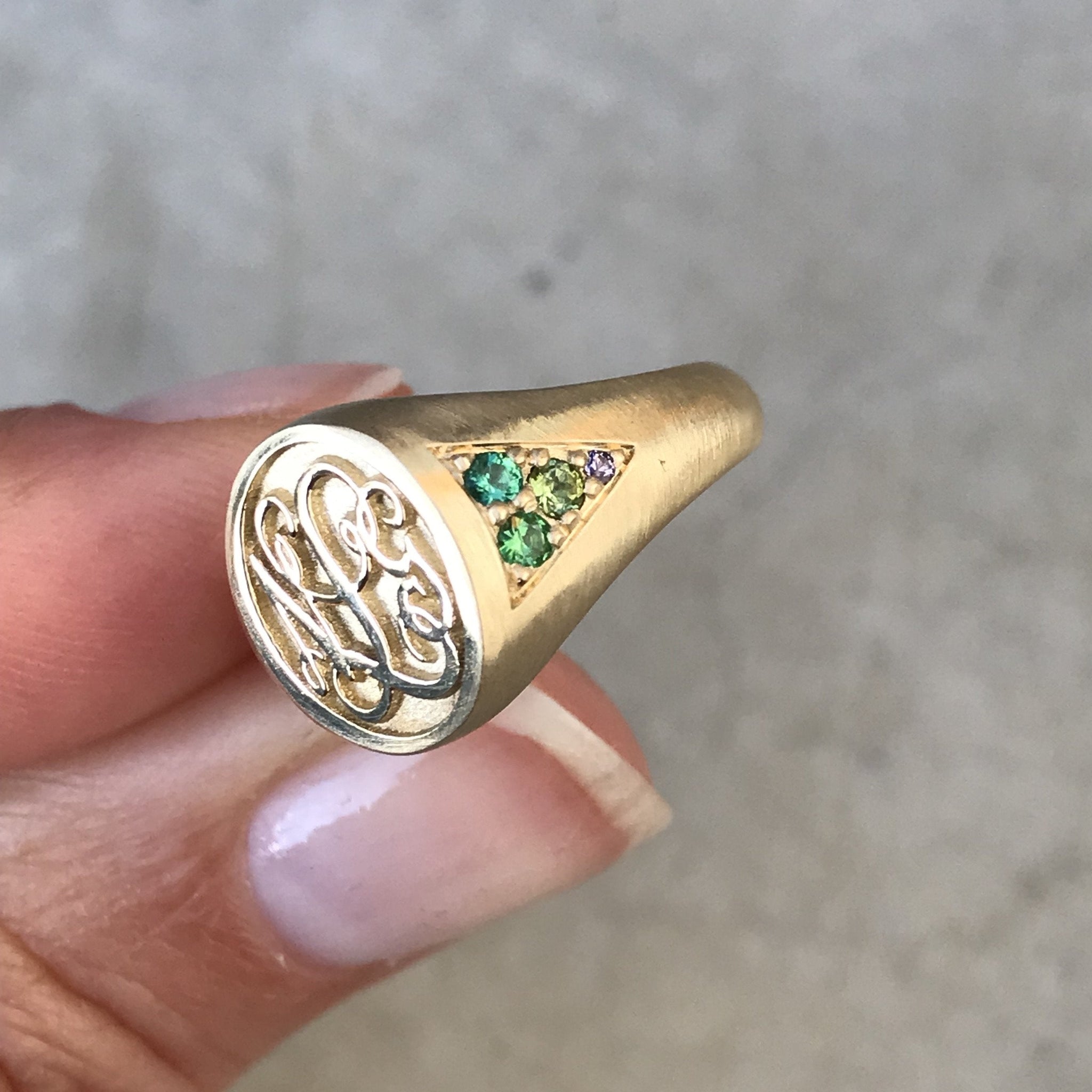 Signet Stones Monogram Ring with Gemstones | NIXIN Jewelry
